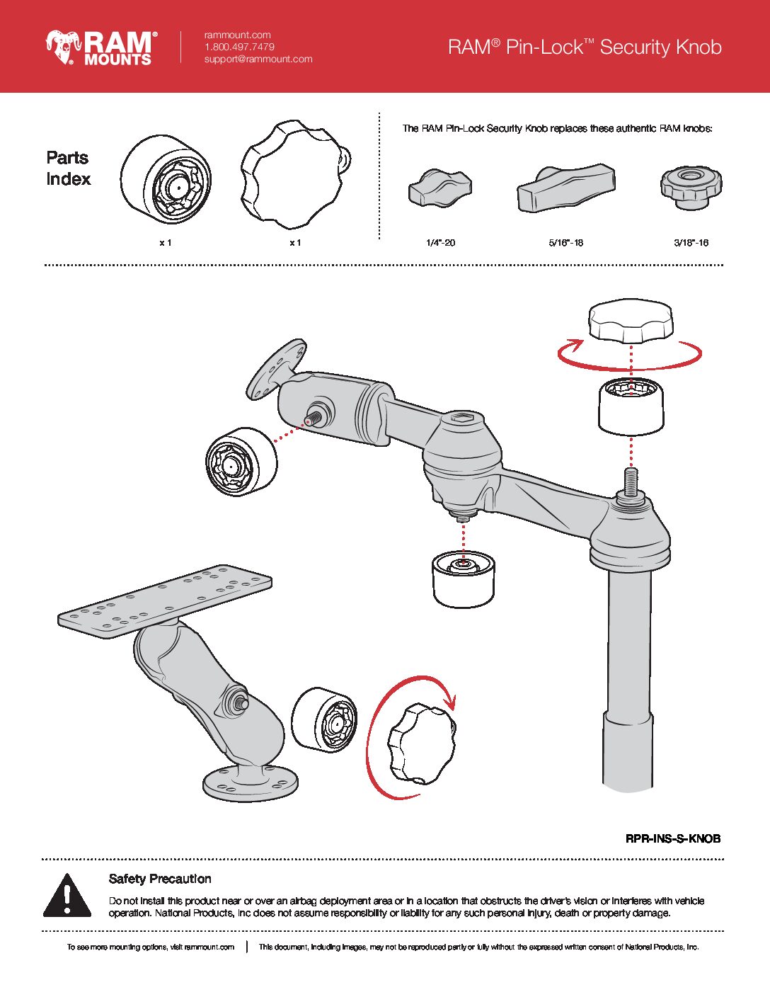 RAM® Pin-Lock™ Double Socket Arm – Techmount